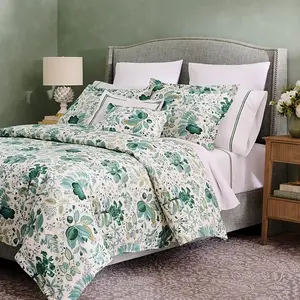 MATOUK Pomegranate Linen Duvet Cover, Full Queen Exclusive - Green- Exclusive