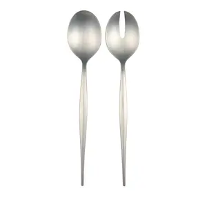 VIETRI Natura Satin Finish Salad Serving Set - Silver