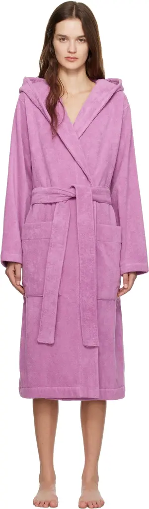 TEKLA Tekla Pink Terry Hooded Bathrobe - Megenta