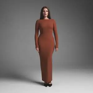 Skims Fits Everybody Low Back Long Dress - Saffron | Editorialist