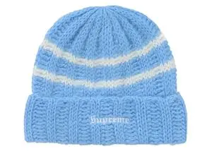 Supreme Brushed Stripe Beanie - Light Blue