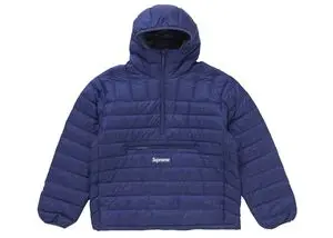 Supreme Micro Down Half Zip Hooded Pullover - Navy Blue
