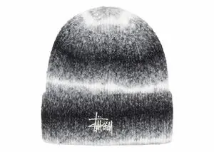 StÜssy Cuff Stripe Knit Beanie - Black