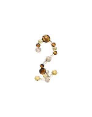 Chloé Brass Single Earring With Citrine Quartz And Tiger's Eye