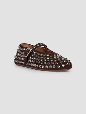Alaïa Leather & Strass Ballet Flats