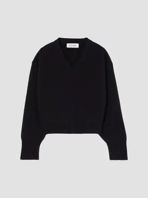 RÓHE Compact-knit Wool V-neck Sweater