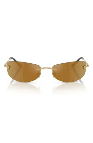 Versace 60mm Rectangle Sunglasses - Gold