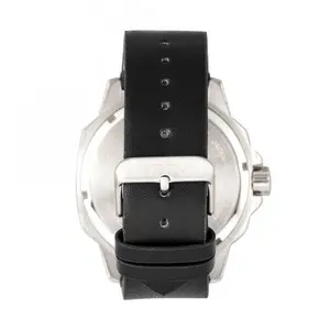 ELEVON Hughes Leather-band Strap Watch - Silver/black/black