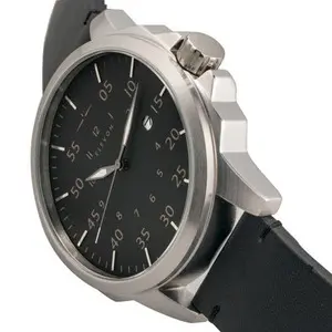 ELEVON Hughes Leather-band Strap Watch - Silver/black/black