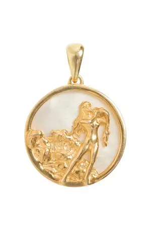 FREYA ROSE Freya Rose 18ct Gold Plated Sterling Silver Mother Of Pearl Taurus Zodiac Pendant Aquarius