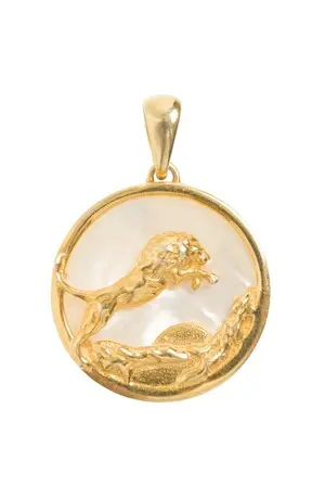 FREYA ROSE Freya Rose 18ct Gold Plated Sterling Silver Mother Of Pearl Taurus Zodiac Pendant Leo