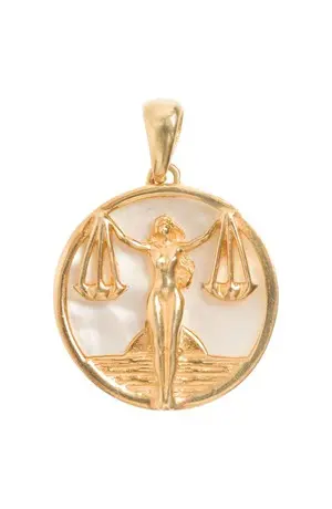 FREYA ROSE Freya Rose 18ct Gold Plated Sterling Silver Mother Of Pearl Taurus Zodiac Pendant Libra