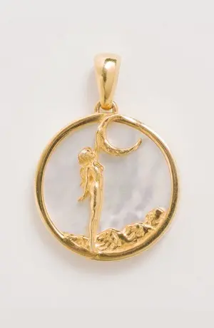FREYA ROSE 18ct Gold Plated Sterling Silver Mother Of Pearl Zodiac Pendant - Virgo