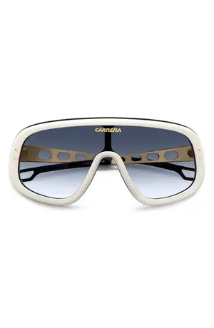 Carrera Eyewear Flaglab 17 99mm Shield Sunglasses - White Gold/ Dk Blue Sf