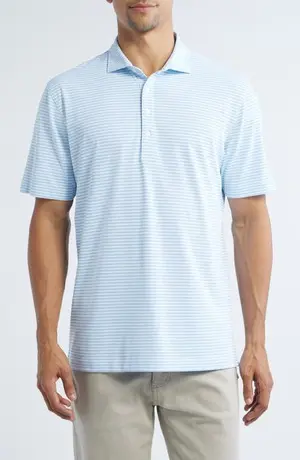 Johnnie-o Stetsons Stripe Performance Polo - Maliblu