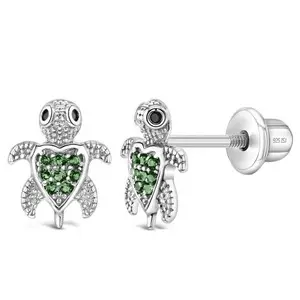 IN SEASON JEWELRY Cubic Zirconia Turtle Stud Earrings - Green