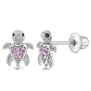 IN SEASON JEWELRY Cubic Zirconia Turtle Stud Earrings - Pink