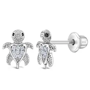 IN SEASON JEWELRY Cubic Zirconia Turtle Stud Earrings - Silver