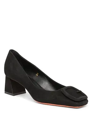 Santoni Suede Low-heel Pumps - Black