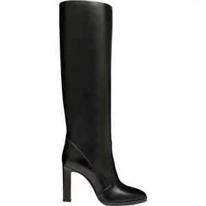 Santoni Leather High Heel Boots - Black