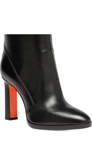 Santoni Leather High Heel Boots - Black