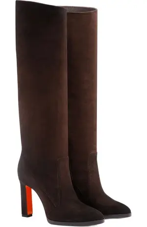 Santoni Suede High-heel Boots - Brown