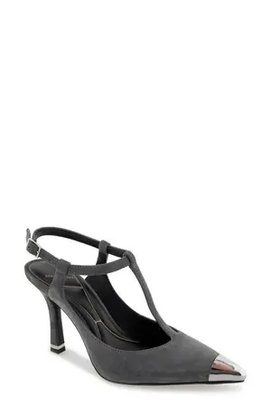 KENNETH COLE Romi T-strap Pumps - Dark Grey Suede