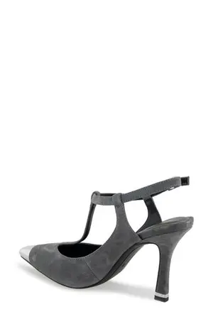 KENNETH COLE Romi T-strap Pumps - Dark Grey Suede