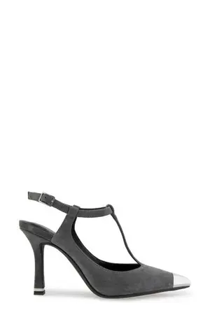 KENNETH COLE Romi T-strap Pumps - Dark Grey Suede
