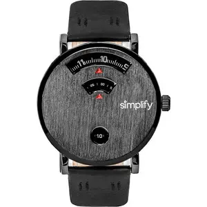 SIMPLIFY SIMPLIFY The 7000 Leather-Band Watch Black