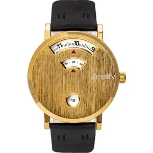 SIMPLIFY SIMPLIFY The 7000 Leather-Band Watch Gold/black