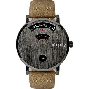 SIMPLIFY The 7000 Leather-band Watch - Gunmetal/brown