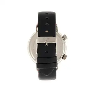 SIMPLIFY Leather-band Strap Watch - Black/silver