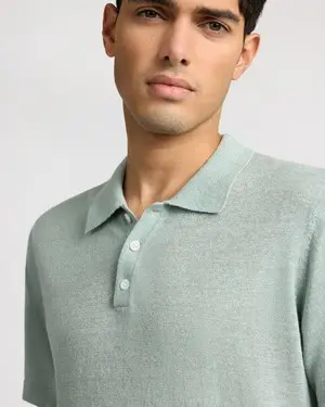 Onia Linen Sweater Polo - Washed Olive