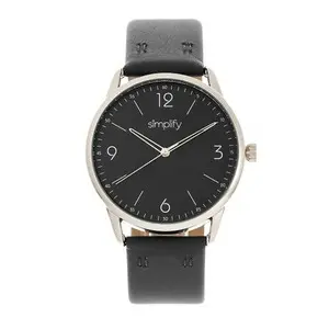 SIMPLIFY Leather-band Strap Watch - Black