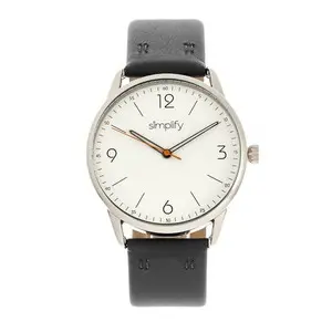 SIMPLIFY Leather-band Strap Watch - Black/white