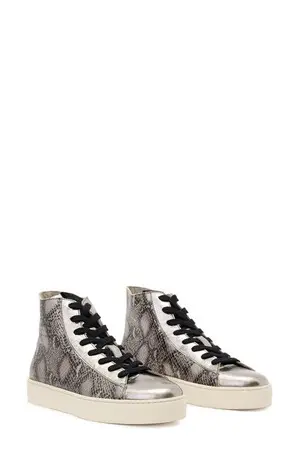 ALLSAINTS Tana Metallic High-top Sneakers - Silver/black
