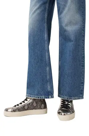 ALLSAINTS Tana Metallic High-top Sneakers - Silver/black