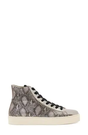 ALLSAINTS Tana Metallic High-top Sneakers - Silver/black