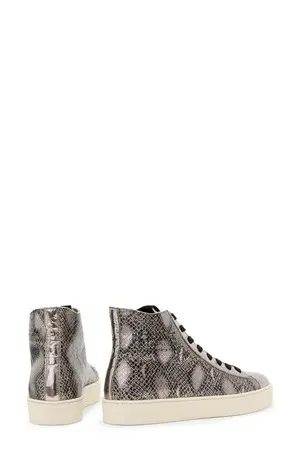 ALLSAINTS Tana Metallic High-top Sneakers - Silver/black