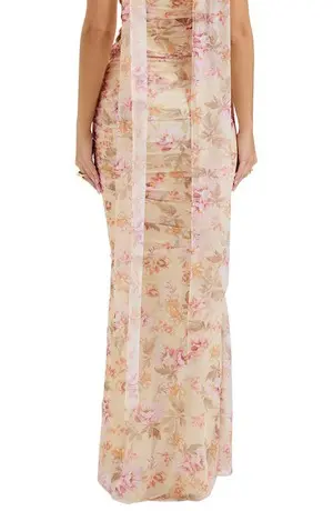House Of Cb Cassidy Floral Print Maxi Skirt - Sun Bleached
