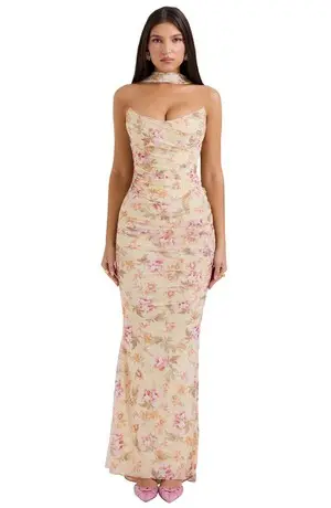 House Of Cb Cassidy Floral Print Maxi Skirt - Sun Bleached