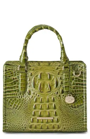 Brahmin Cami Croc Embossed Leather Satchel - Olive