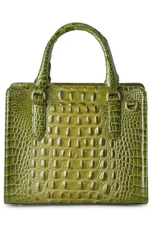 Brahmin Cami Croc Embossed Leather Satchel - Olive