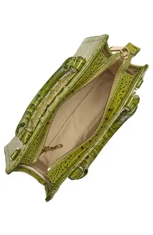 Brahmin Cami Croc Embossed Leather Satchel - Olive