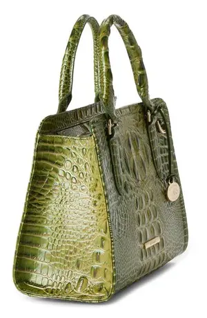 Brahmin Cami Croc Embossed Leather Satchel - Olive