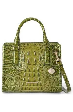 Brahmin Cami Croc Embossed Leather Satchel - Olive