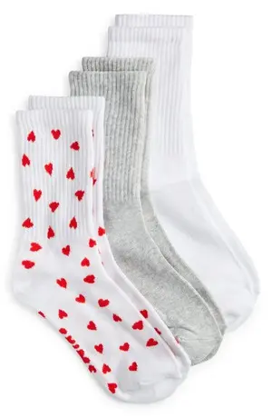 SKIMS SKIMS 3-Pack Sports Socks Ruby Heart Multi