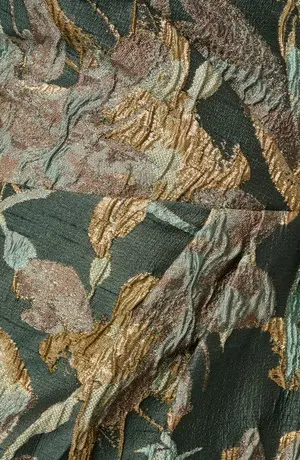 Adrianna Papell Metallic Floral Jacquard Mermaid Gown - Green/gold