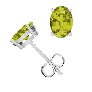 DONATELLO GIAN Name' Sterling Silver Oval Stud Earrings - Peridot